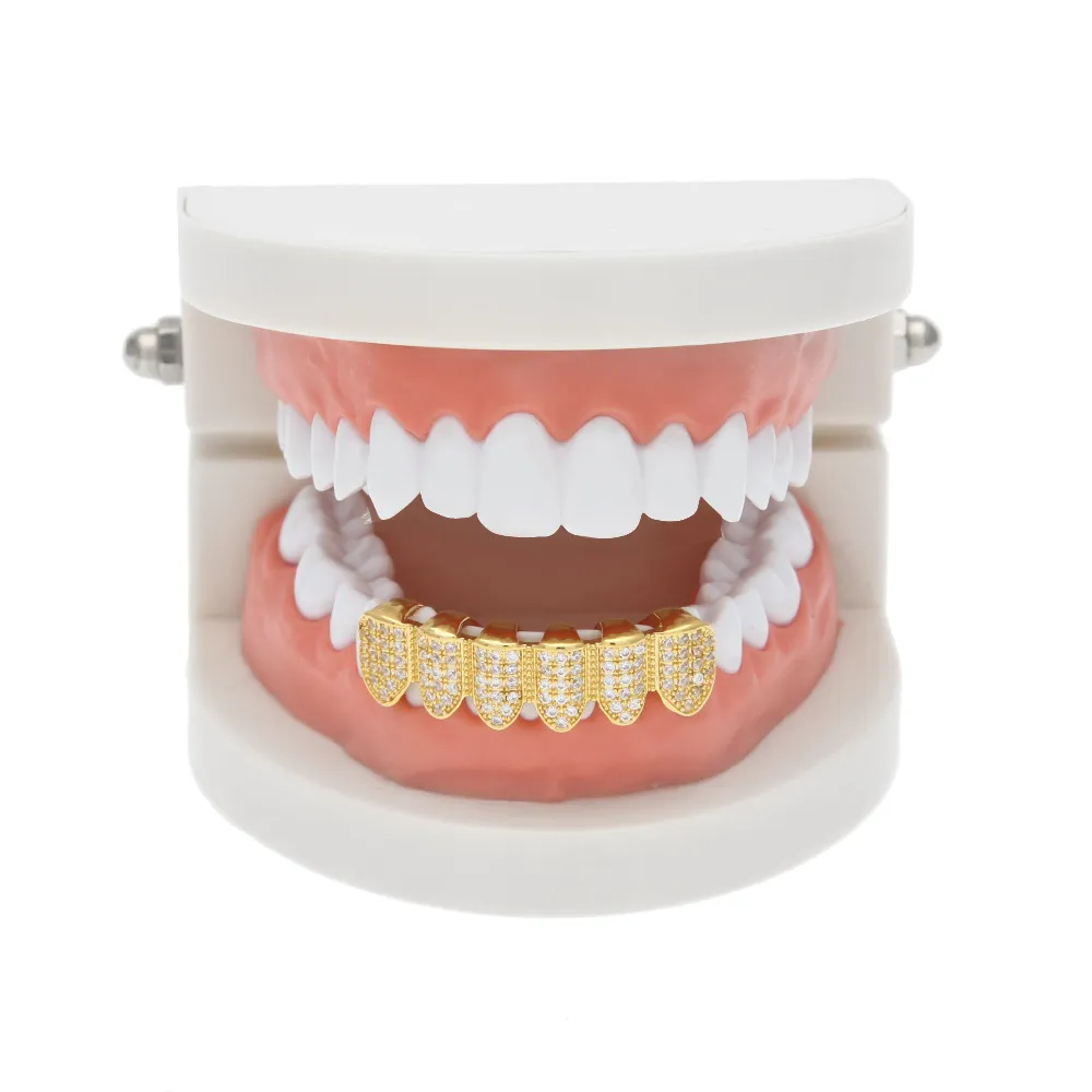 Luxury Gold Bling Iced Out Teeth Set With Vampire & Classic Teething ...