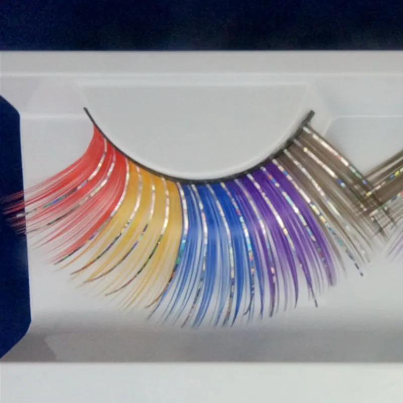 Exaggerated Color False Eyelashes Colorful Catwalk Masquerade Silver ...
