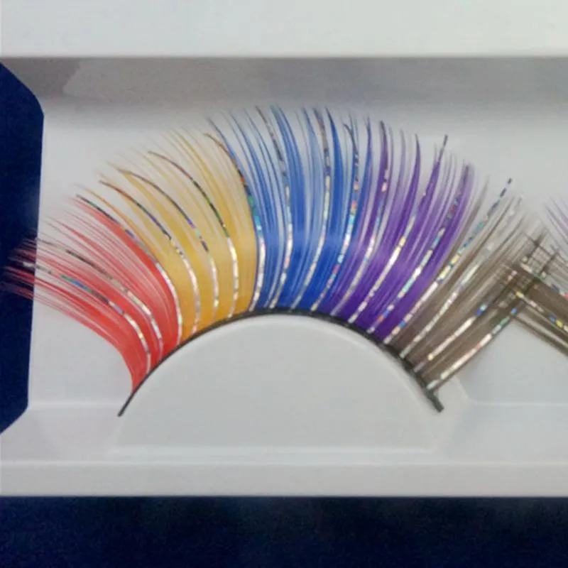 Exaggerated Color False Eyelashes Colorful Catwalk Masquerade Silver ...