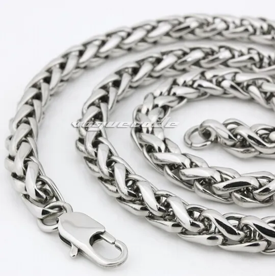 DHgate.com:Men's & Women's Stainless Steel Wheat Braid Necklace | 6mm ...