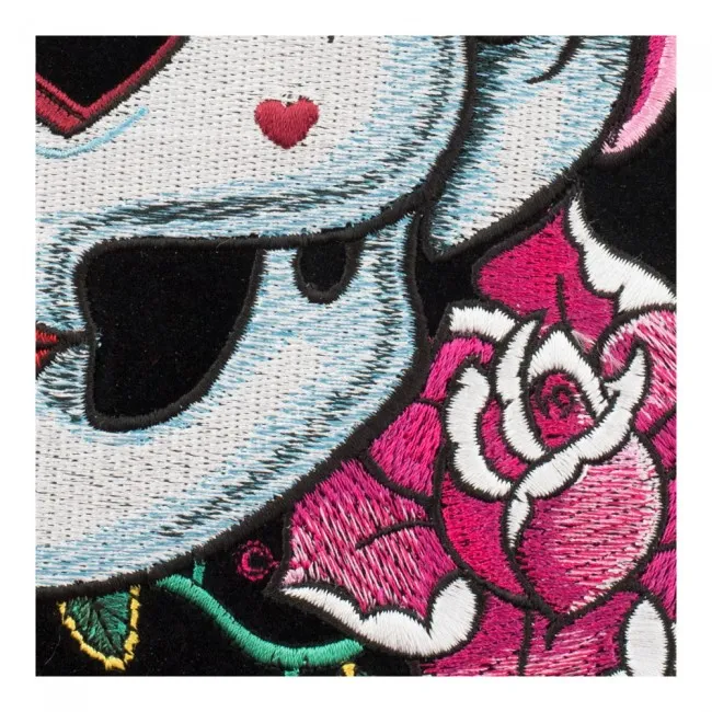 Embroidered Skull & Pink Rose Pin Up Patch For Girls 7x8.5 Inches ...