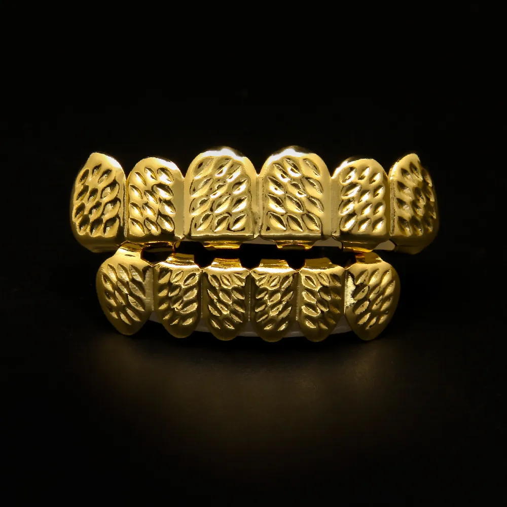 18K Gold Plated Copper Grillz Hip Hop Bling Teeth Caps, Top & Bottom ...