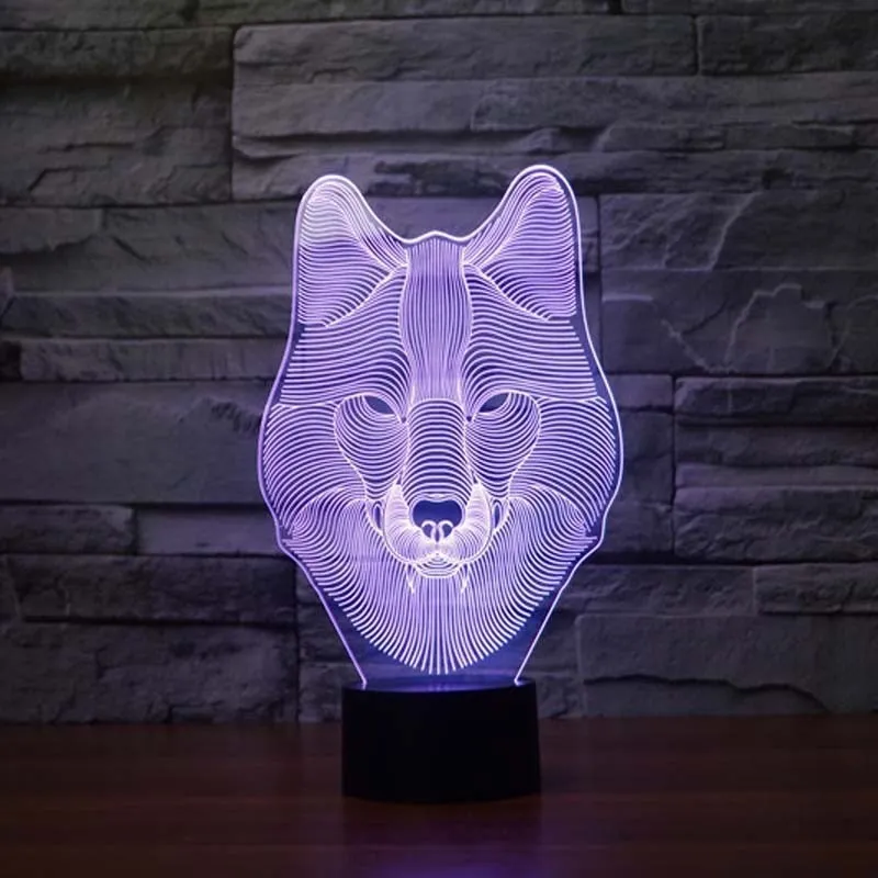 Wolf LED Light 3D Touch Lamp Light Colorful Change Visual Illusion Lamp ...