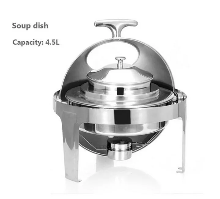 Hot Sale Stainless Steel Flip Round Buffet Chafing Dish With Window ...