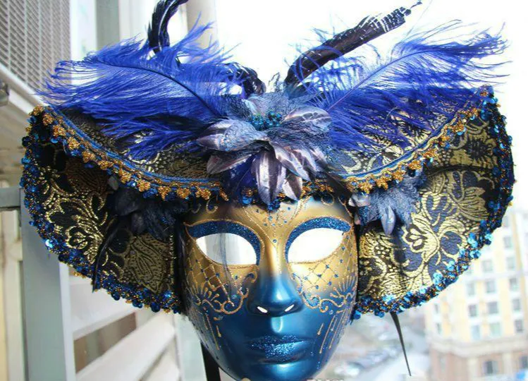 Venetian Masquerade Ball Masks: Hand Painted Feather Carnival Mask Red ...