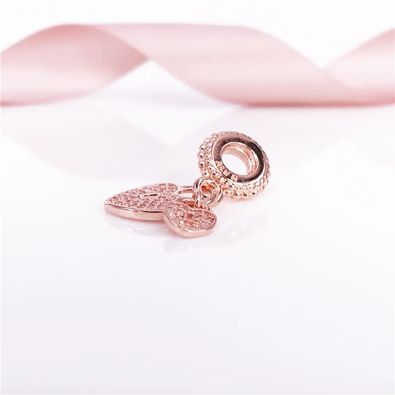 Rose Gold S925 Love Locks Heart Shape Pendant Charm For European ...