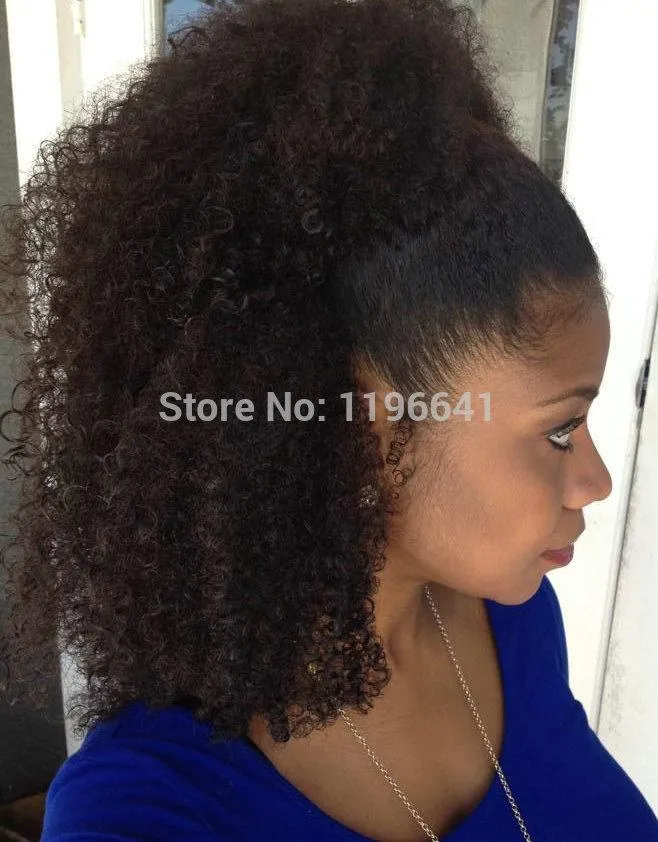 DIVA Cabello Humano Coletas Afro Puff Rizado Brasileño Virgen Cabello ...