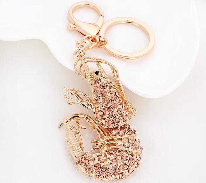 Rhinestone Shrimp Keychain: 2024 Cute Metal Crayfish Bag Charm Keyring ...
