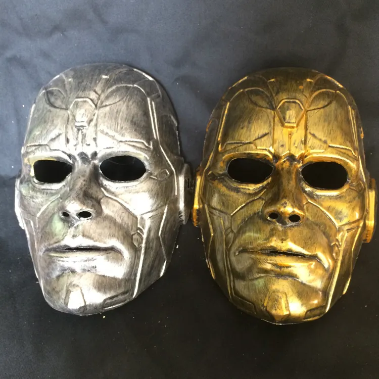Full Head Retro Stone Man Mask For Halloween 2024 Gold And Silver ...