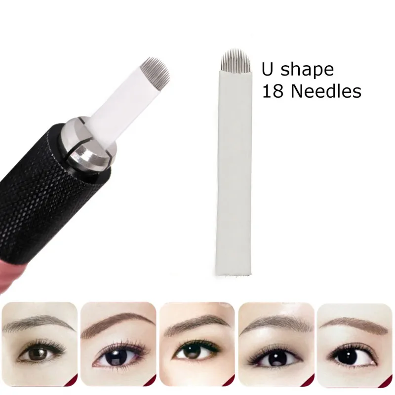 Tebori 18 U Needles Microblading Needles For Permanent Makeup Eyebrow ...
