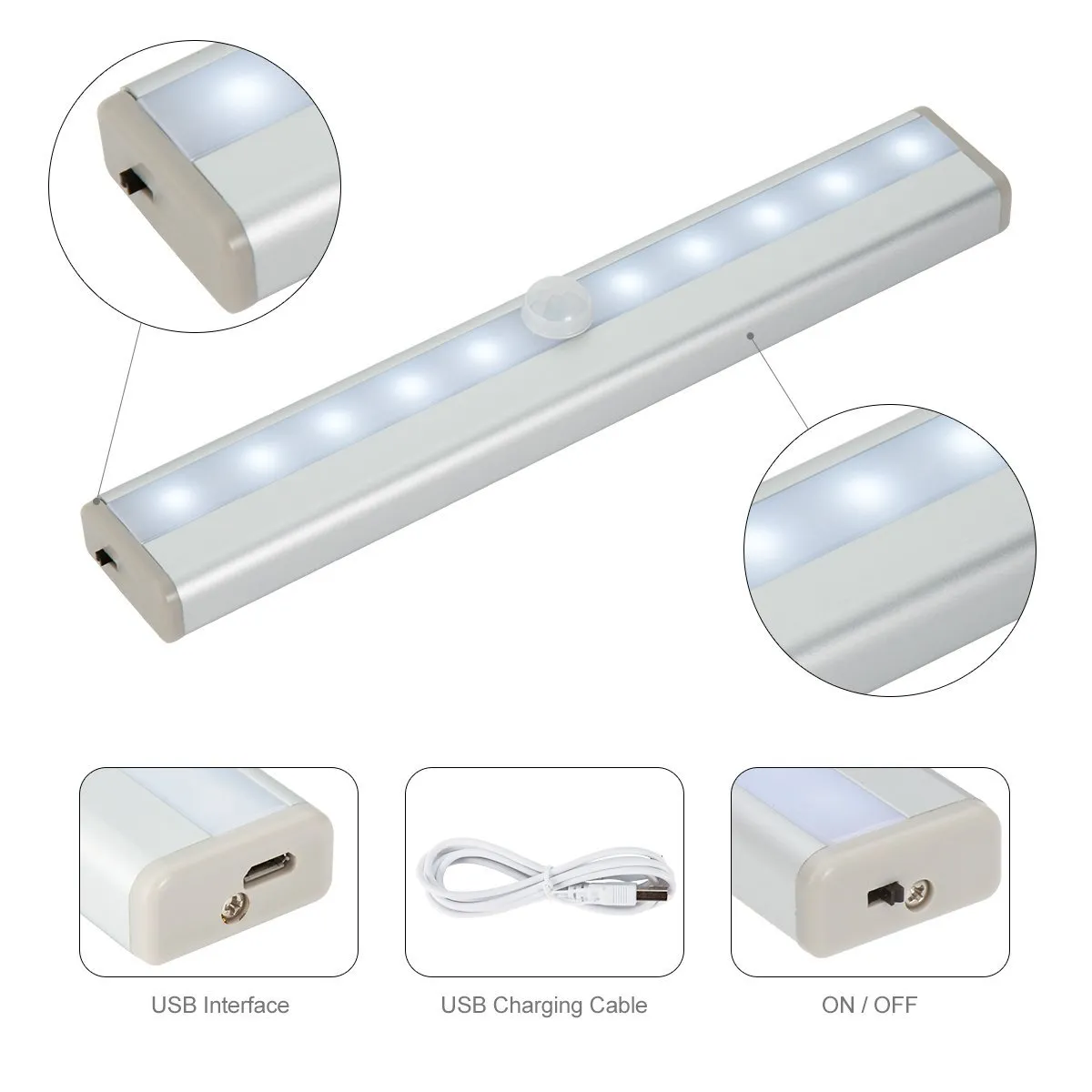 Wireless Rechargeable Magnetic Light Bar With USB Rechargeable Sensor ...