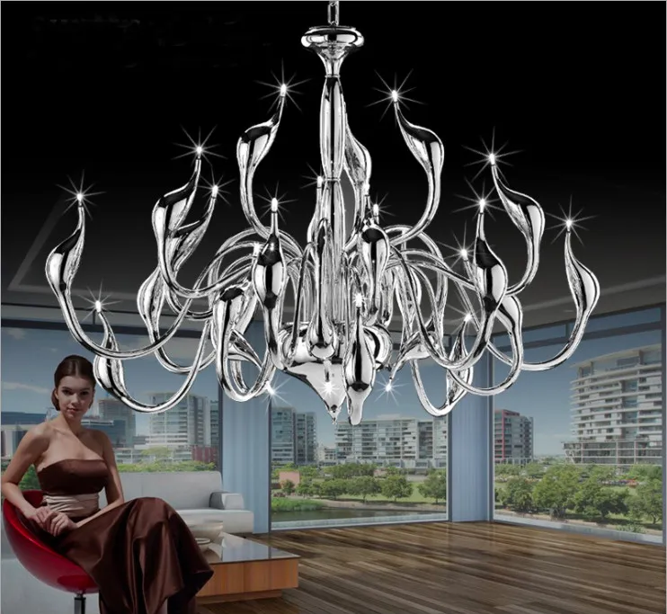 DHgate.com:Modern Swan Pendant Light Fixture, 6-24 Lights, Black/Silver ...
