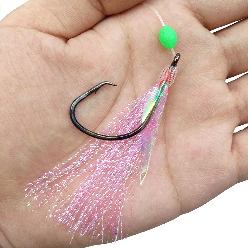 Fish Skin Bait Sabiki Rigs 2 Arm Big Sport Circle Hook Sea Fishing ...