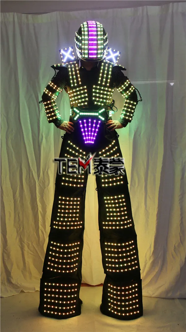 Robot LED Costume: Futuristic Illuminated Suit With Stilts For Cosplay ...
