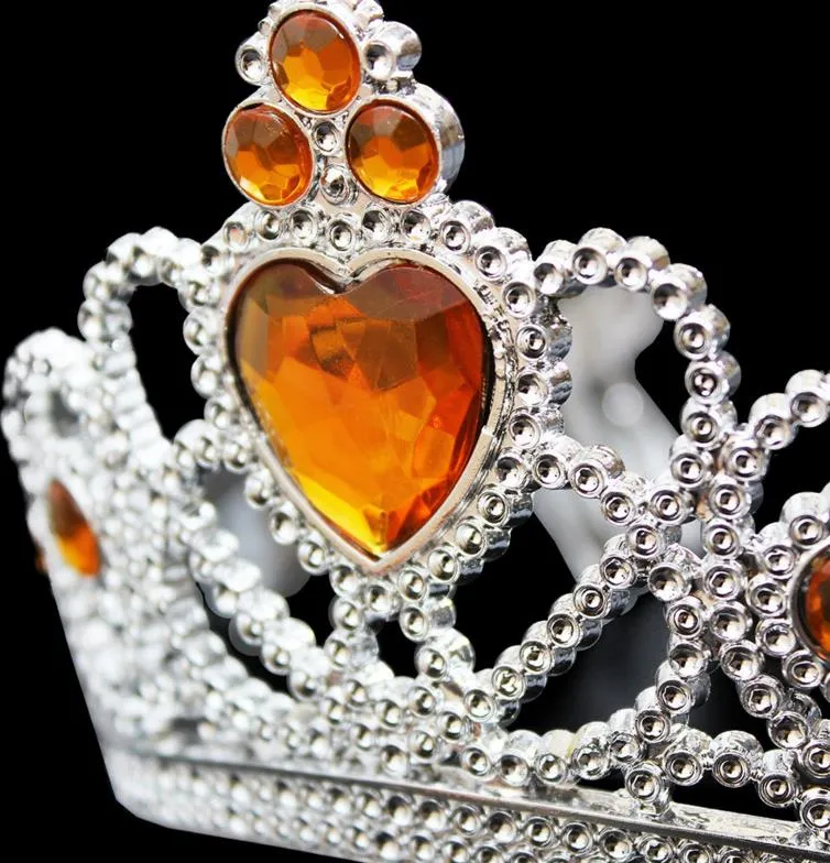 Princess Tiara Crown: Silver Resin Heart Crystal Headband, Childrens ...