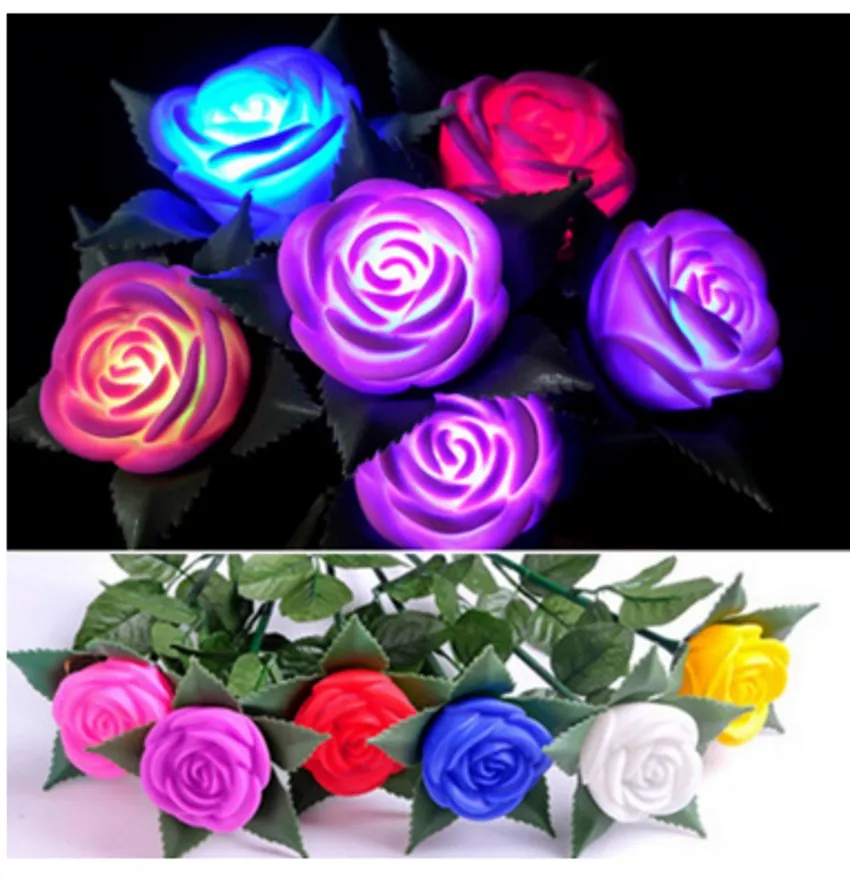 Wedding LED Rose Flower Night Light Toy LED Flower Valentine Gift Rose ...