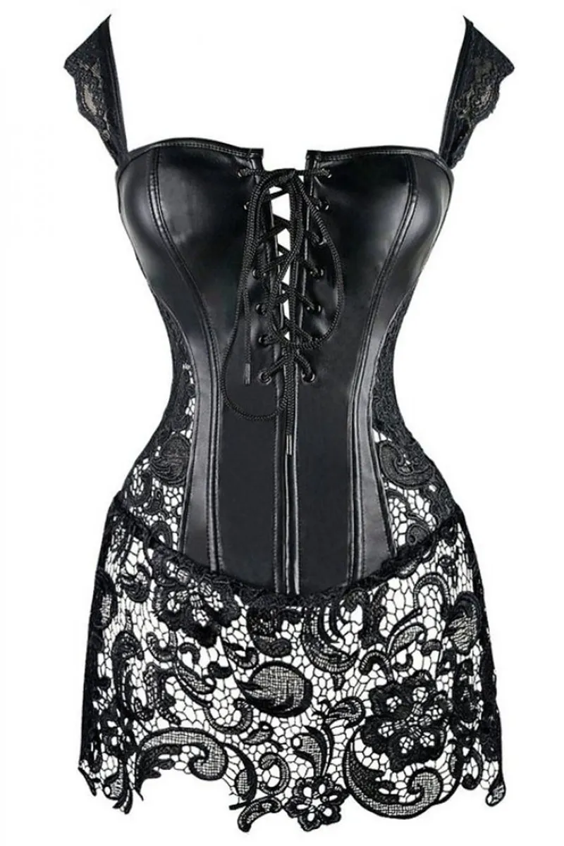 DHgate.com:Sexy Lace-Up Front Faux Leather Overbust Corset Lingerie in ...