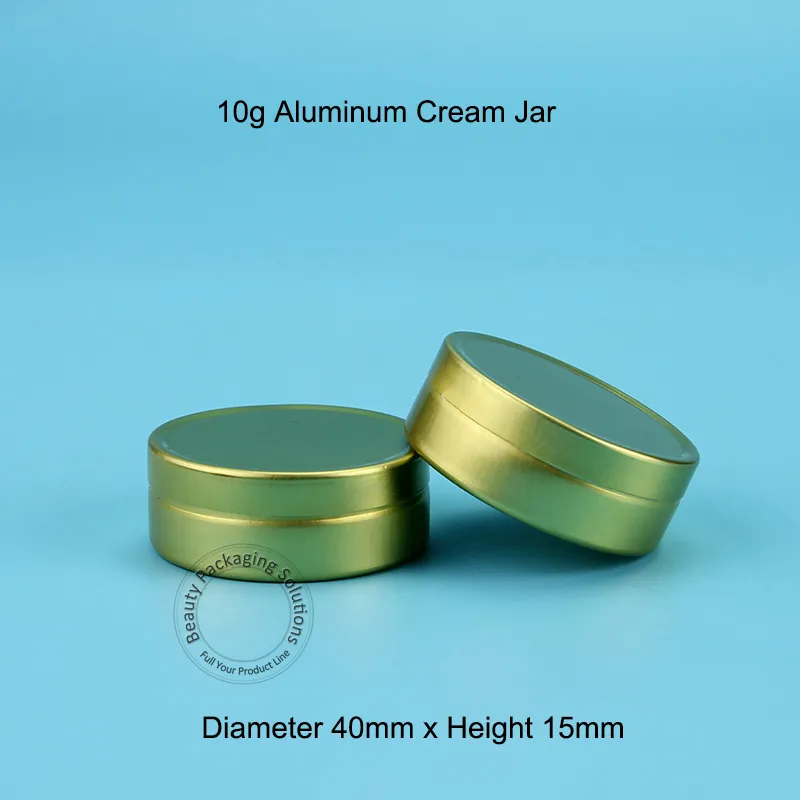 Wholesale 10g Aluminum Cream Jar Refillable Women Cosmetic Gold Lid ...