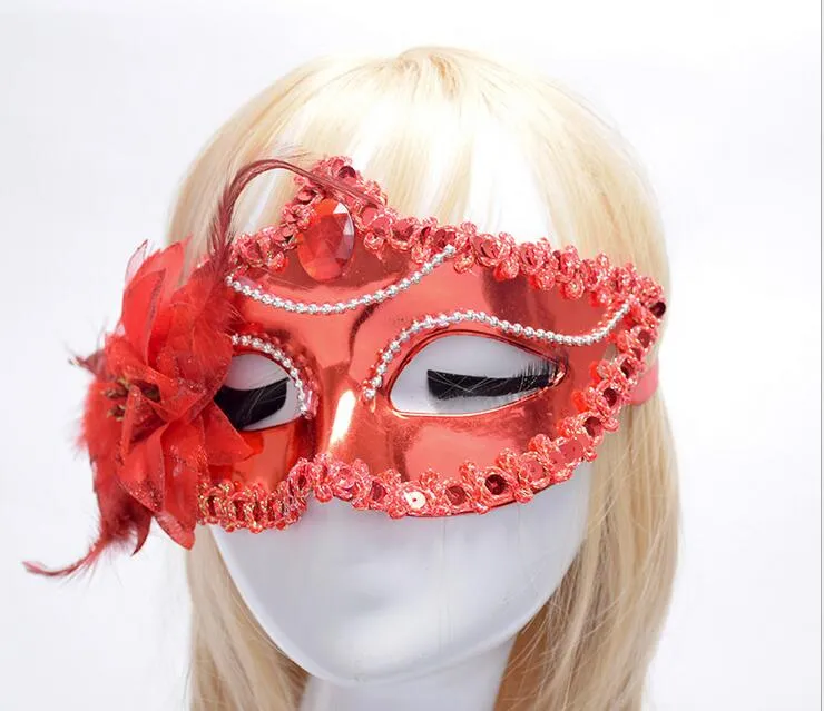 Venetian Flower Feathers Ruffled Eye Mask For Halloween, Christmas ...