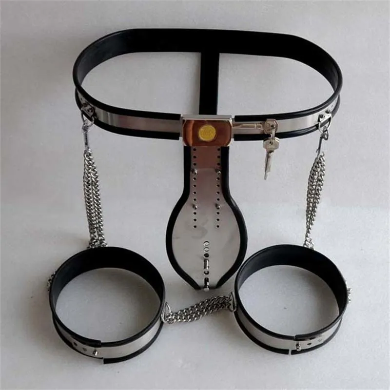 DHgate.com:Stainless Steel Silicone Male Chastity Belt Set Thigh Ring BDSM Bondage Devices for ...
