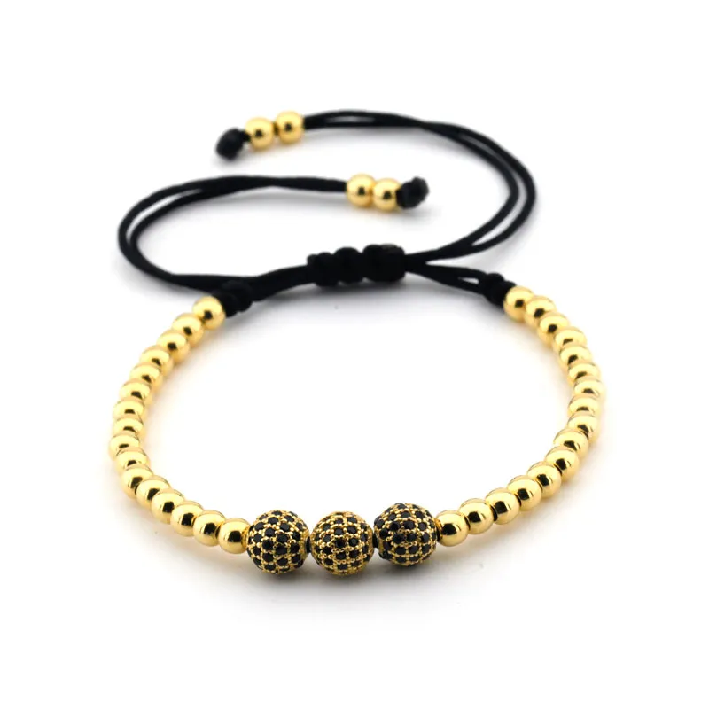 Braided Macrame Bracelet with Black CZ Beads - Stylish Bangles for Men ...