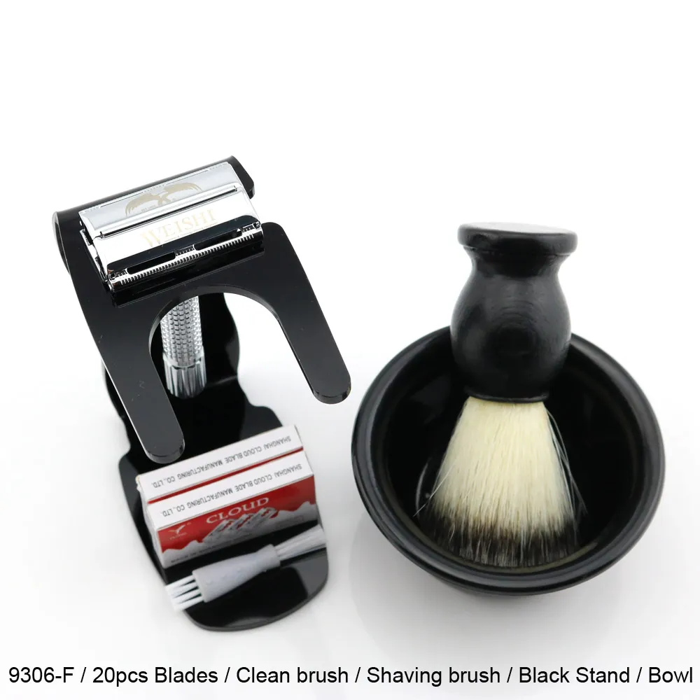 WEISHI High Quality Brass Safety Razor Set 9306 F Silvery 9306 C Gun ...