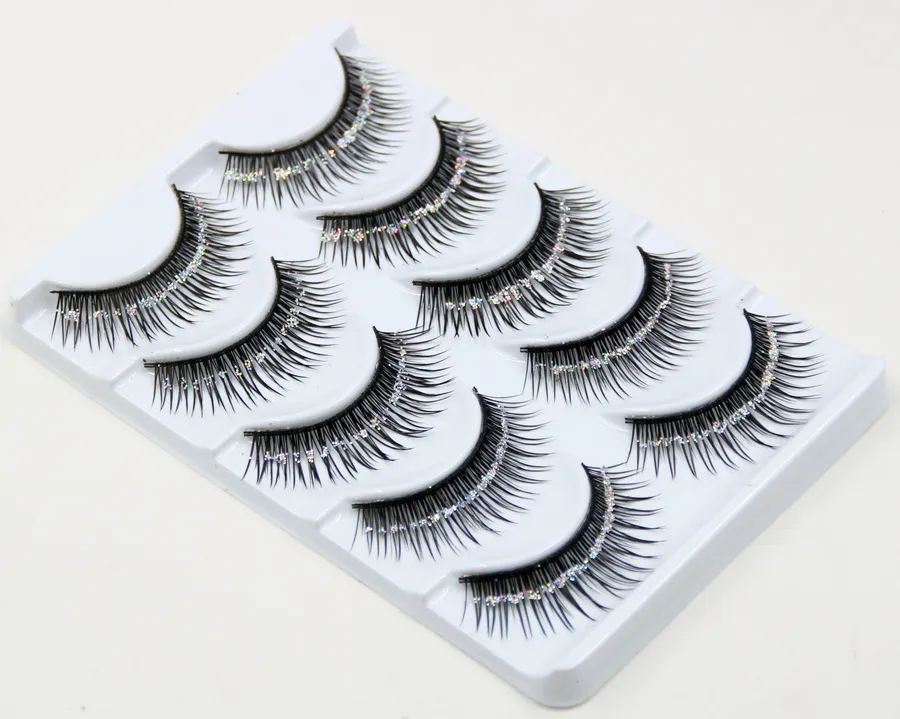 Natural False Eyelashes Silver Sequins Glitter Design For Stage ...