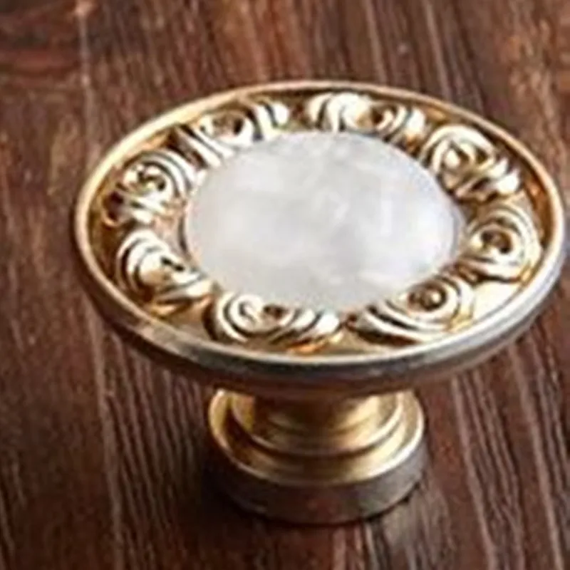 European Style Retro White Jade Knobs Wine Cupboard Drawer Pulls, 96mm ...