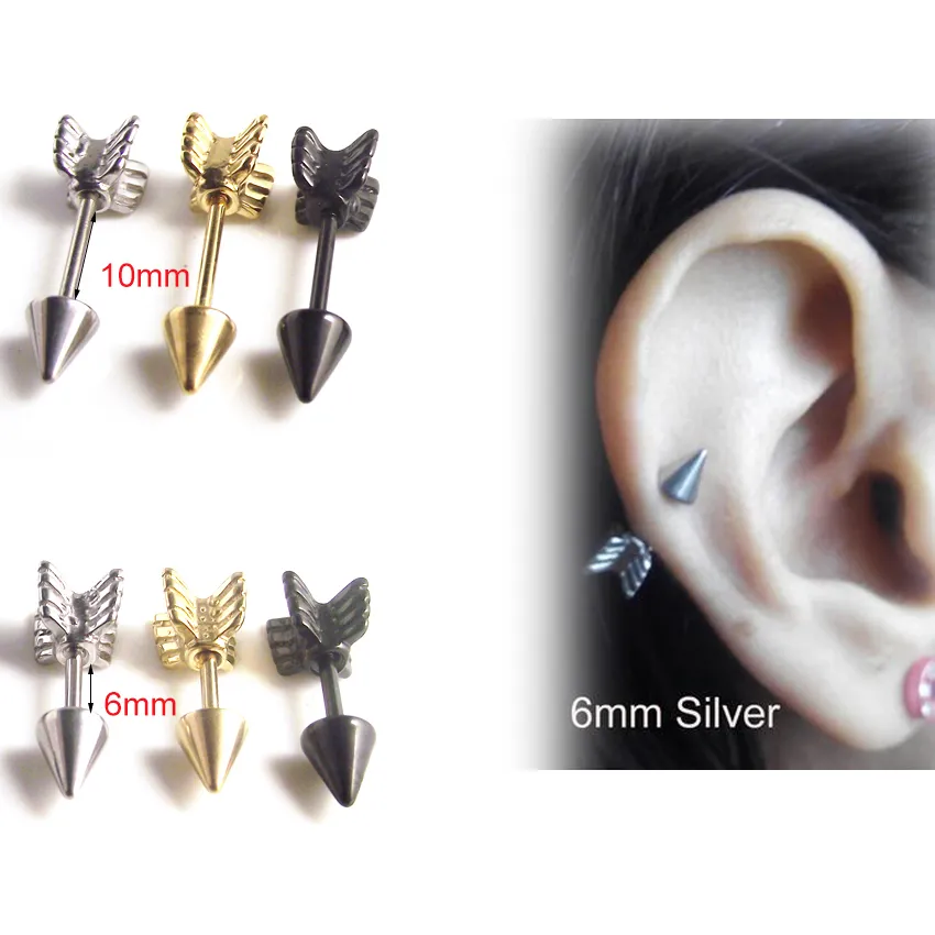 DHgate.com:Gold Stainless Steel Body Jewelry Studs Earring Industrial ...