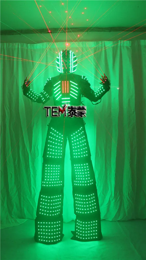 Disfraz Futurista LED Robot: Traje De Robot Iluminado Con Zancos De ...