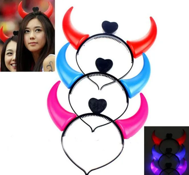 Lighted Devil Horns Headband LED Flashing Hair Hoop Costume Party ...