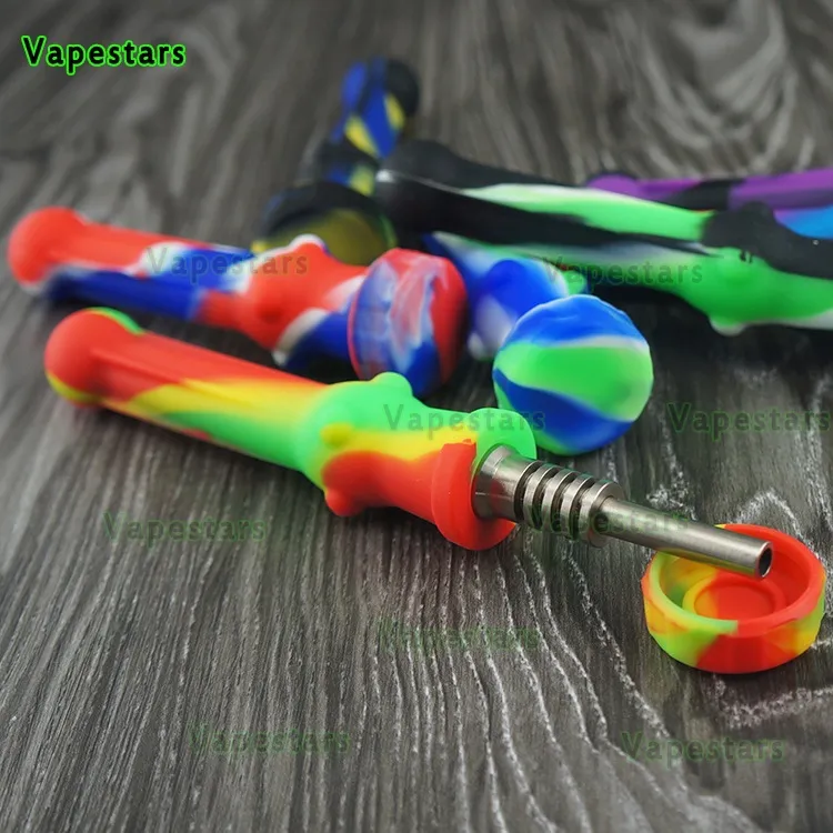 IN STOCK! Silicone Straw Dab Rig With 14mm Stainless Steel Tip Dab ...