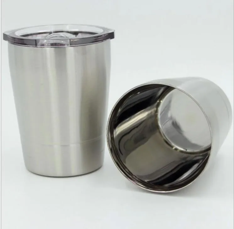 9oz Stainless Steel Wine Glasses Insulation Bilayer Portable Mini Beer ...