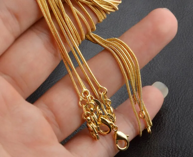 2017 Factory Price 1mm 18K Gold Plated Snake Chain Necklaces Jewelry ...