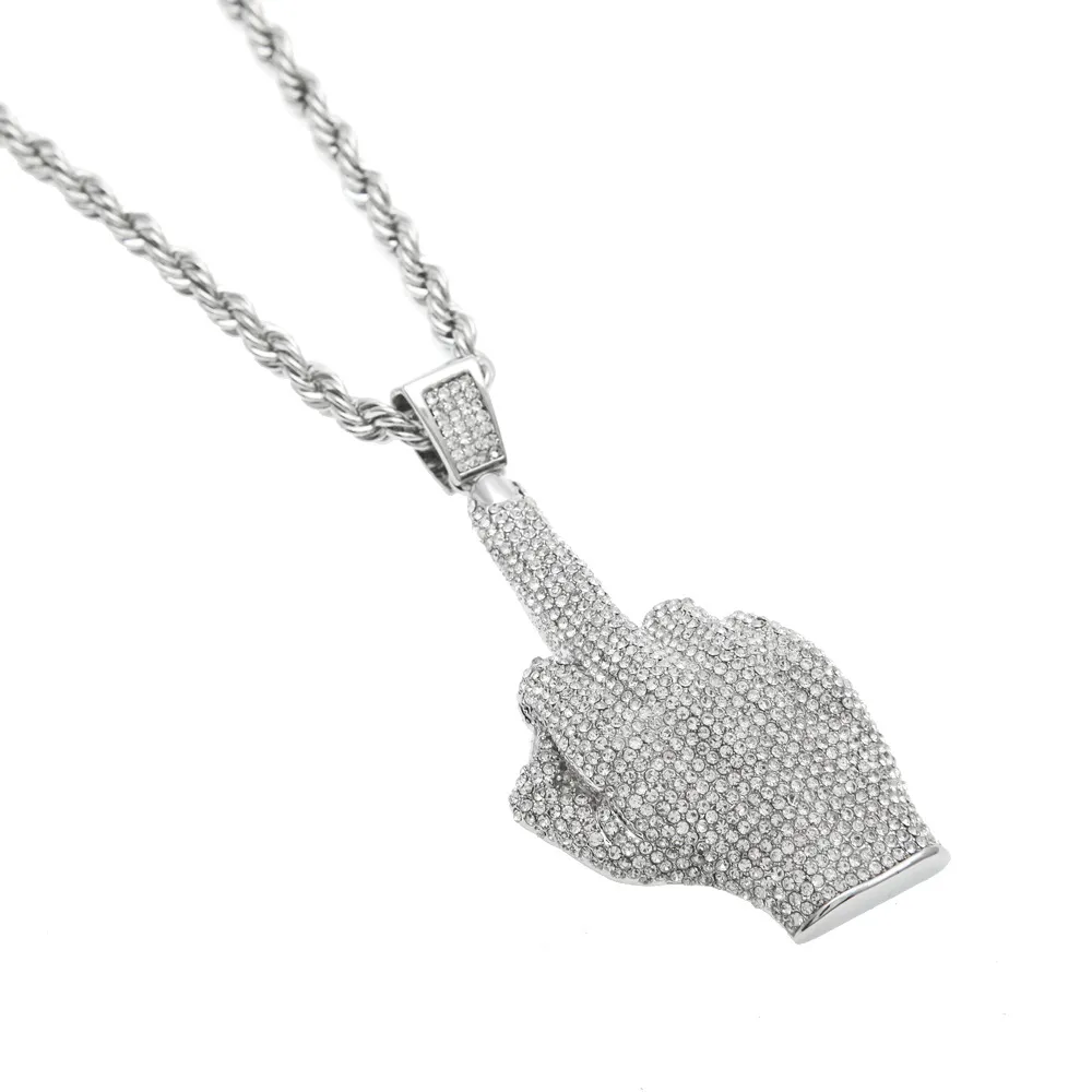 18k Gold Iced Out Statement Hand Pendant For Men Hip Hop Style With ...