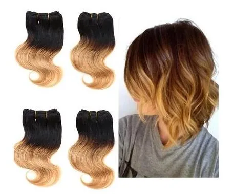 Brazilian Ombre Color Body Wave 8 Inch 50g/Pc Human Hair Extension ...