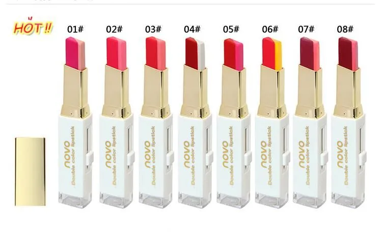 NOVO Double Color Lipsticks 8 Shades Set 3.8g Each, Bulk Pack For Long ...