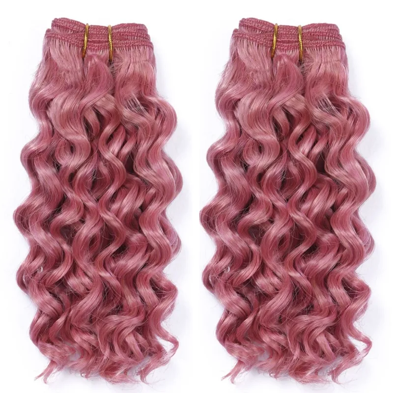 Deep Curly Human Hair Extensions Dark Pink, 8A Virgin Indian Hair ...