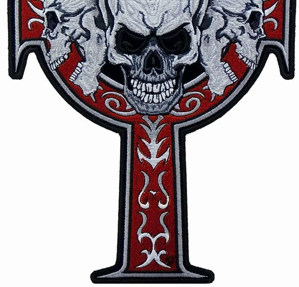 Custom Red Cross With Grey Skulls Cross Patch Big Size 8.5 X 12 From ...