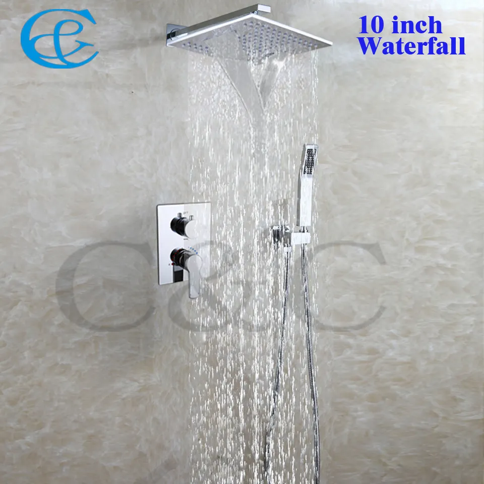 Premium Waterfall Shower Faucet Set - 10 Inch Rainfall Shower Heads ...