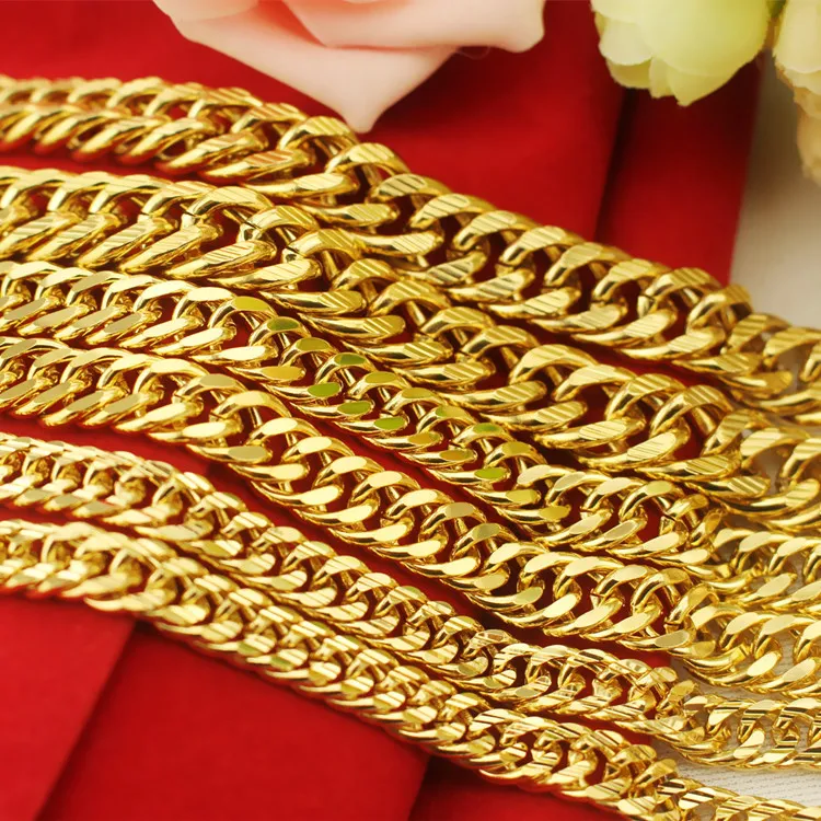 Hip Hop Heavy 24K Gold Filled Mens Chains 8 12MM Miami Cuban Long Link ...