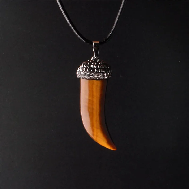 Natural Quartz Italian Ox Horn Talisman Amulet Pave Rhinestone Crystal ...