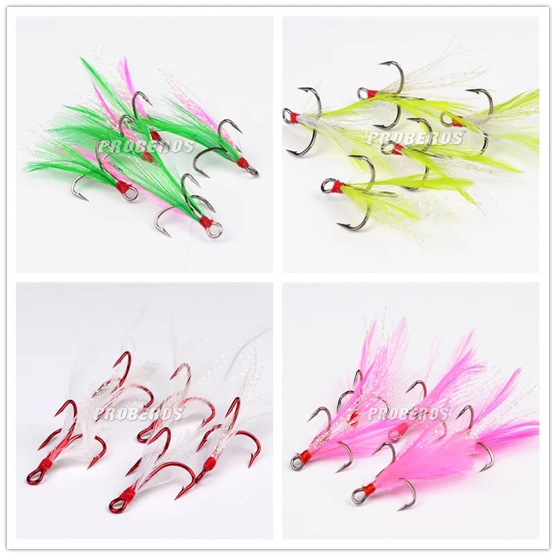Barbless Fishing Hook High Carbon Stainless Steel Multicolor Feather ...