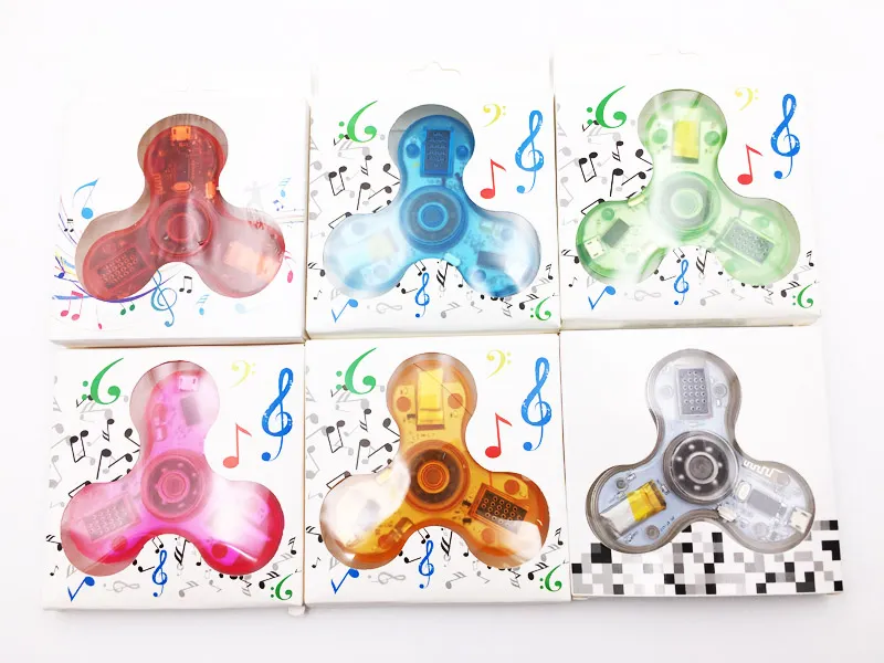 Spinning Top Led Bluetooth Music Fidget Crystal Spinner Finger Hand Tri ...