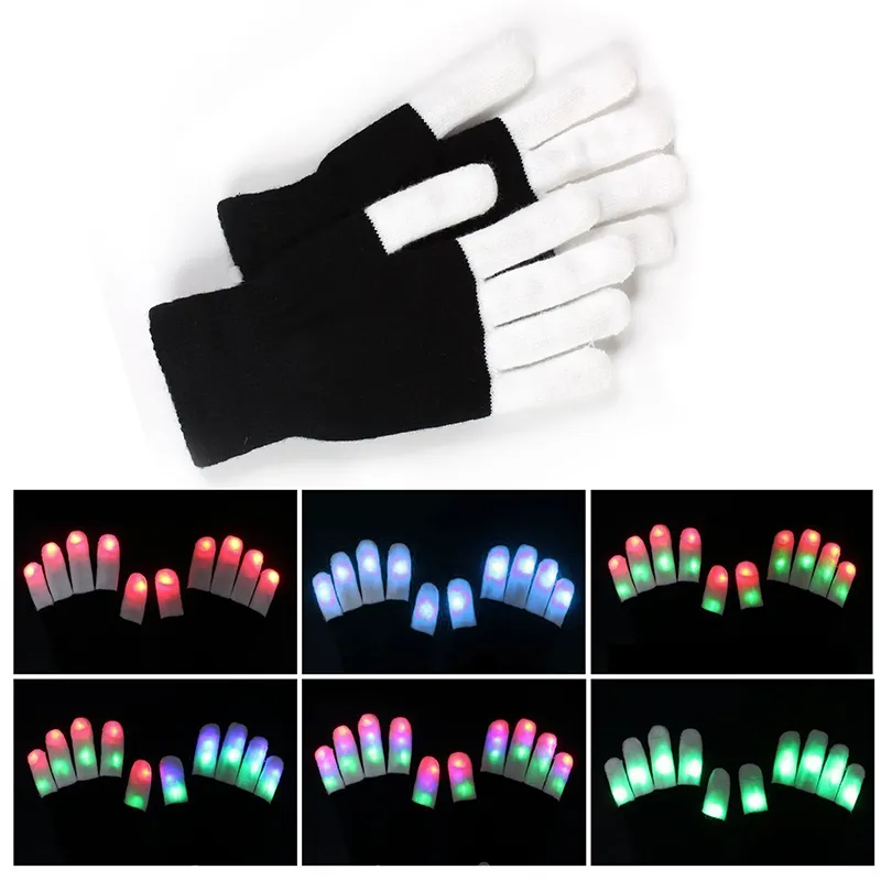 Gift Led Flash Gloves Five Finger Light Ghost Dance Black Bar Stage ...