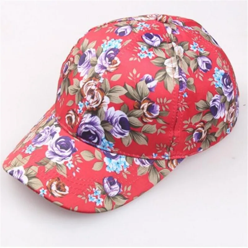 New Fashion Lady Girl Flower Print Visor Baseball Cap Snapback Hip-Hop ...