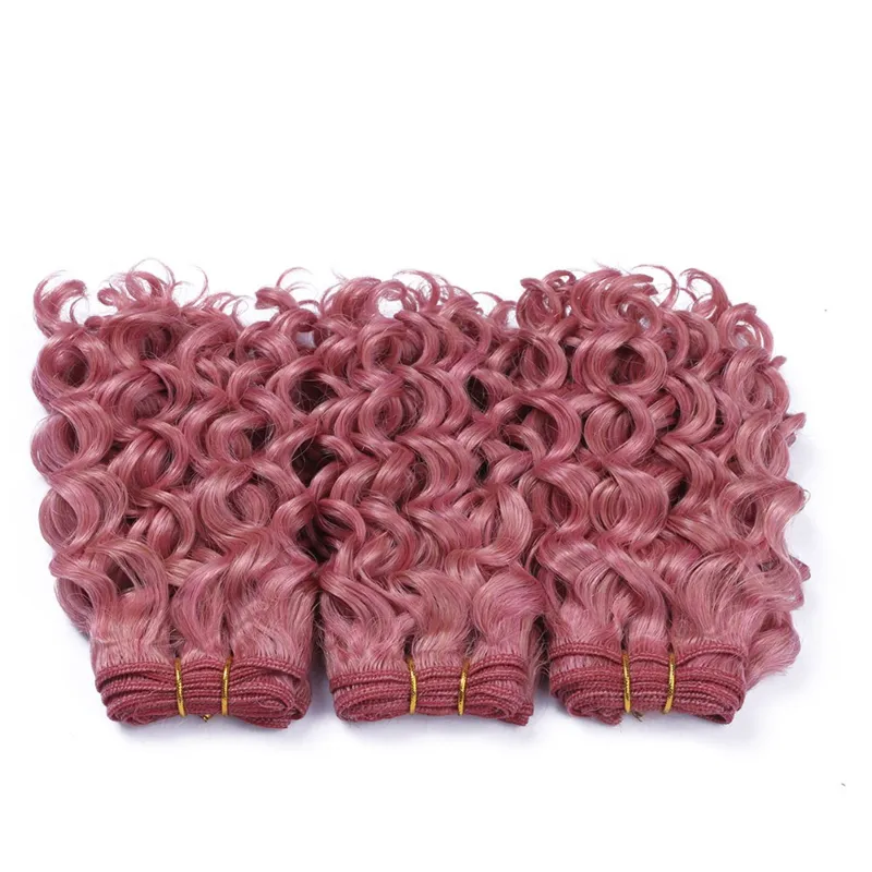 Deep Curly Human Hair Extensions Dark Pink, 8A Virgin Indian Hair ...
