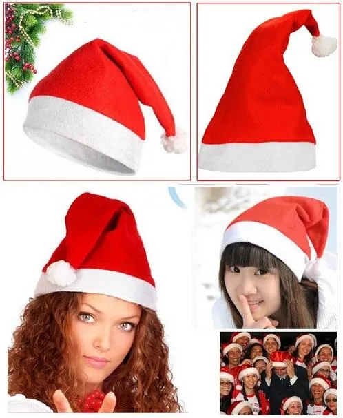 Festive Red Plush Christmas Caps - Premium Holiday Santa Hats for ...