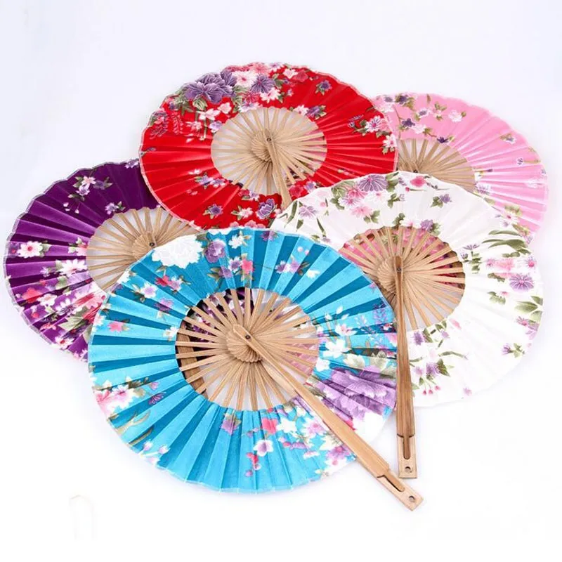 Japanese Style Windmill Bamboo Silk Round Fan Japanese Hand Fan Flower ...