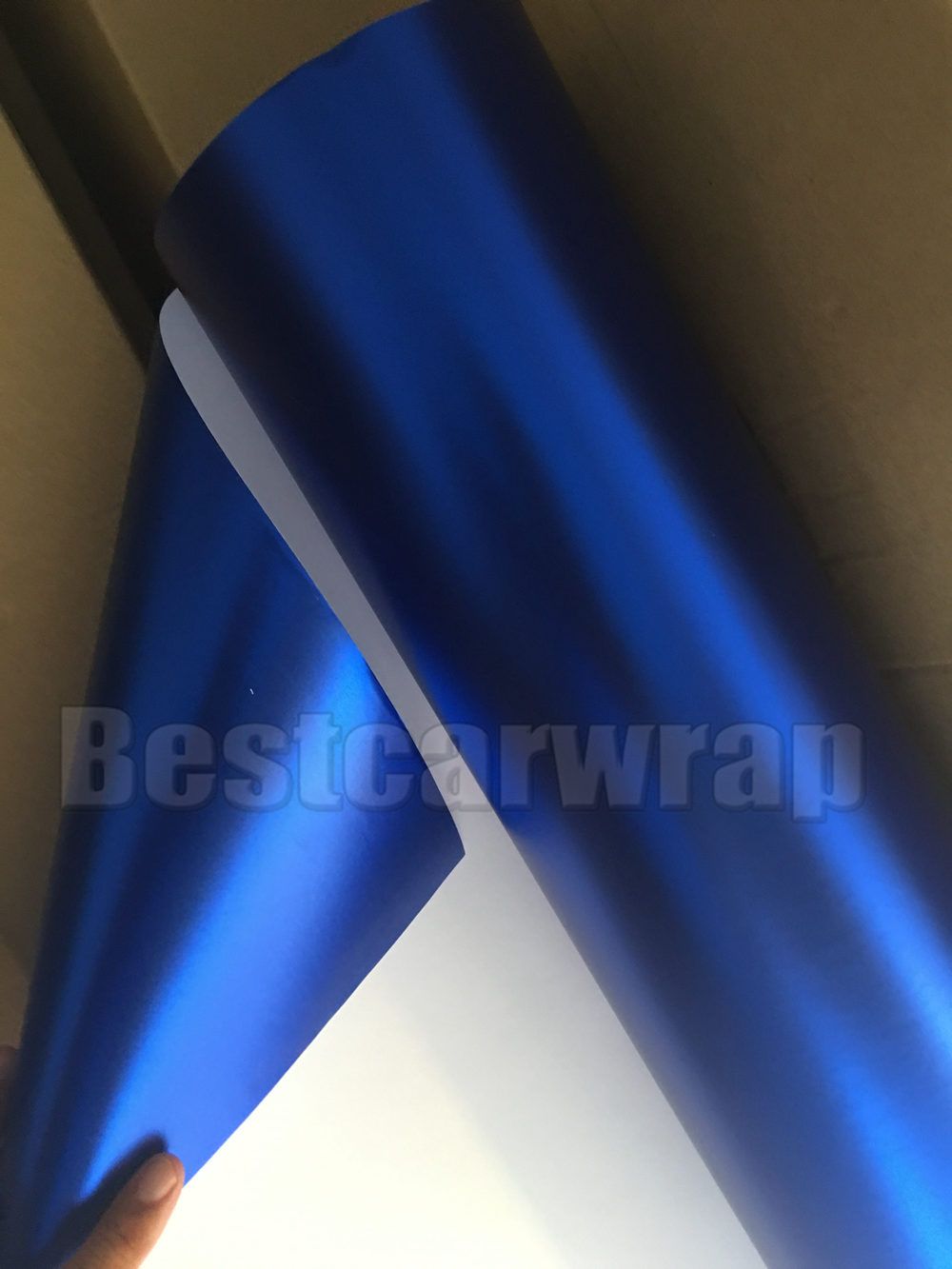 Película De Alta Calidad De Cromo Satinado Azul Vinilo Para Autos Con ...